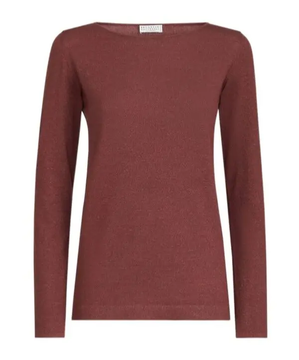 Brunello Cucinelli Sparkling Cashmere And Silk Lightweight Sweater - Ruby