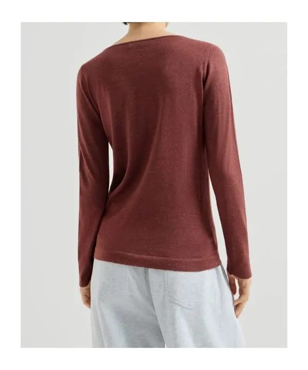 Brunello Cucinelli Sparkling Cashmere And Silk Lightweight Sweater - Ruby