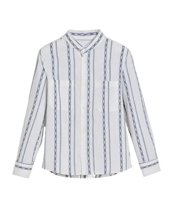 Brunello Cucinelli Striped Mandarin Collar Shirt