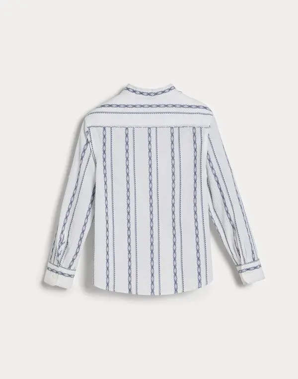 Brunello Cucinelli Striped Mandarin Collar Shirt