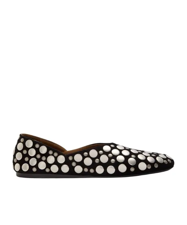 Khaite Jane Stud-embellished Leather Ballet Flats