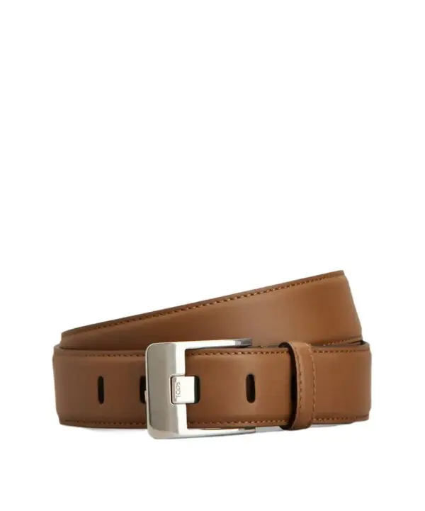 TOD'S Calfskin Leather Belt With Metal Buckle