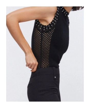 Liu Jo Bejewelled Perforated Gilet - Black