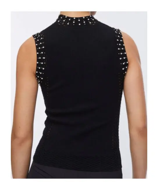 Liu Jo Bejewelled Perforated Gilet - Black