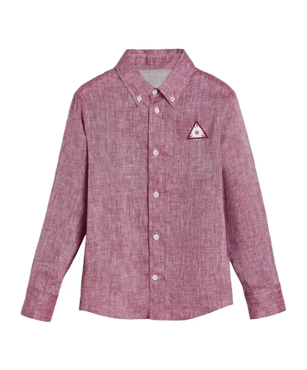 Brunello Cucinelli Button-down Motif Linen Shirt