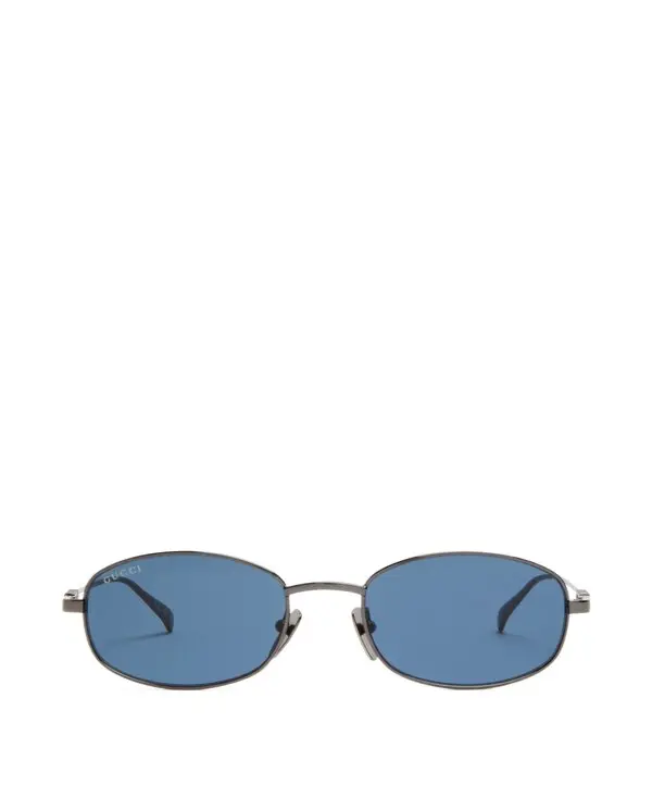 Gucci Oval Frame Metal Sunglasses