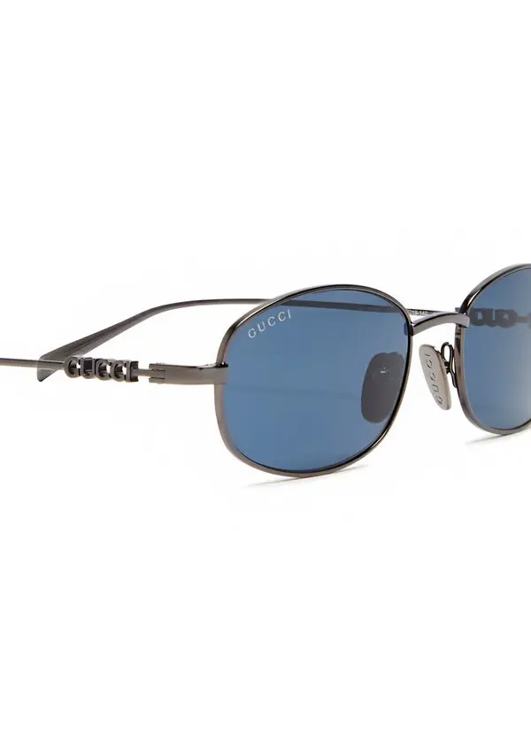 Gucci Oval Frame Metal Sunglasses