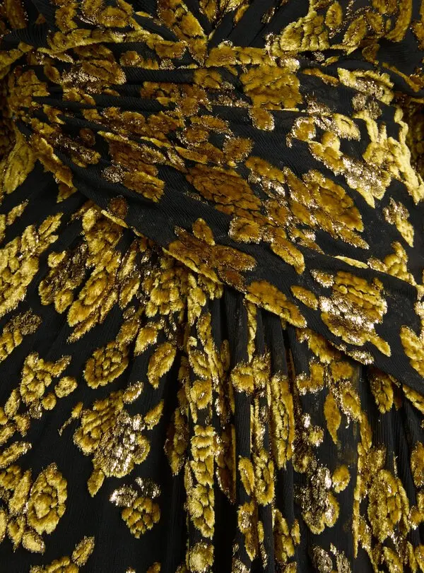 Balmain Long Velvet Jacquard Floral Print Gown