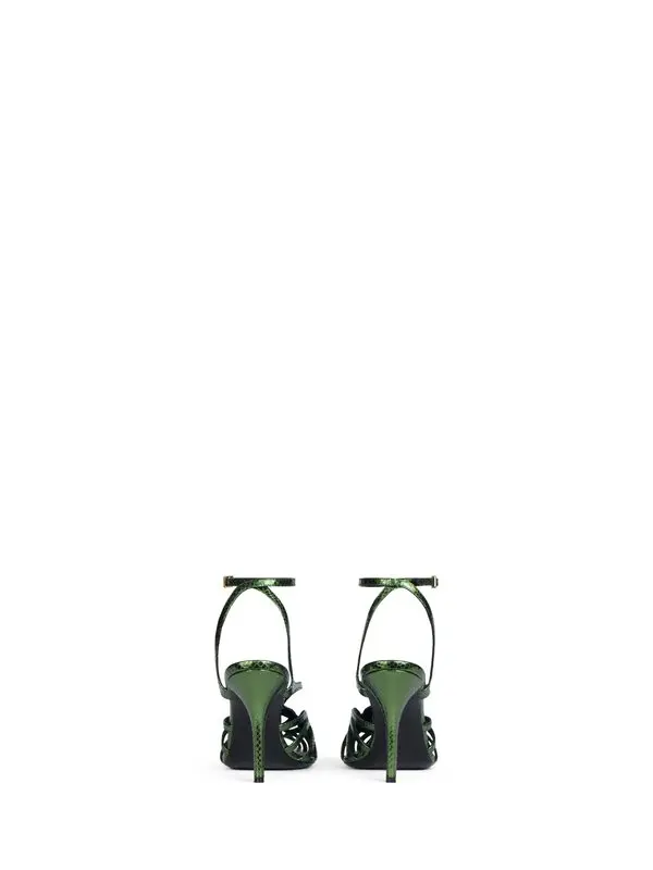 Balmain Python-effect Leather Cage Sandals