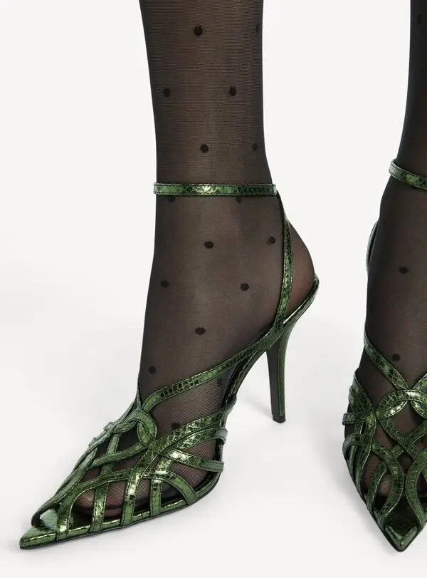 Balmain Python-effect Leather Cage Sandals