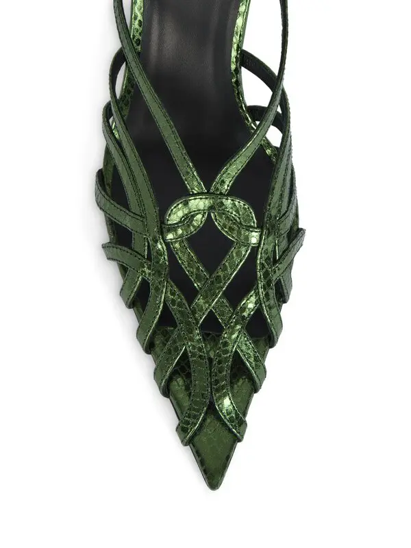 Balmain Python-effect Leather Cage Sandals