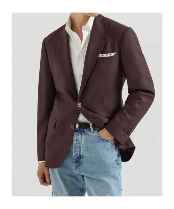 Brunello Cucinelli Mouliné Virgin-wool Twill Deconstructed Blazer