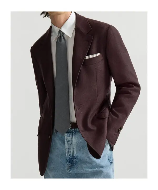 Brunello Cucinelli Mouliné Virgin-wool Twill Deconstructed Blazer