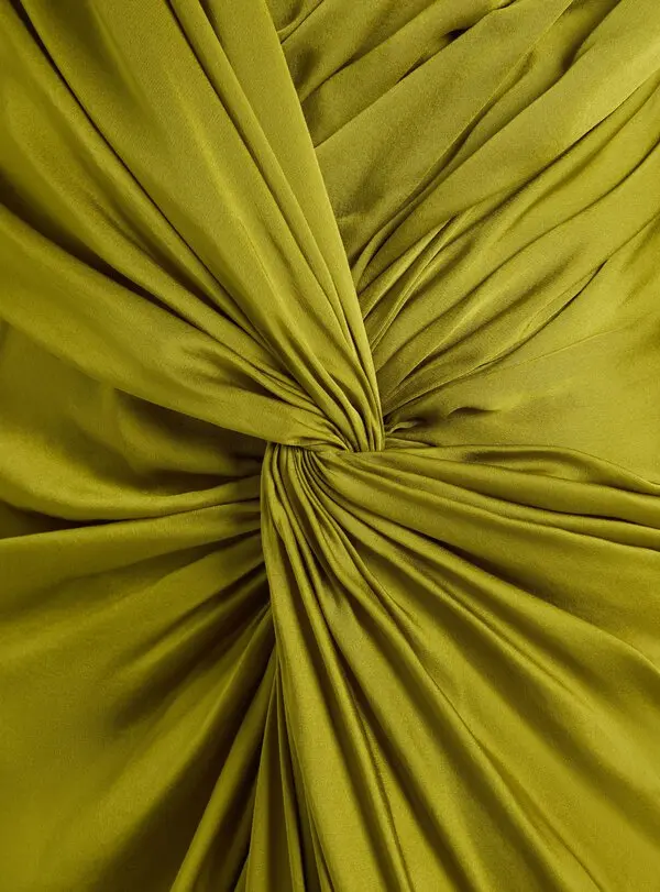 Balmain Long Silk Charmeuse Draped Dress