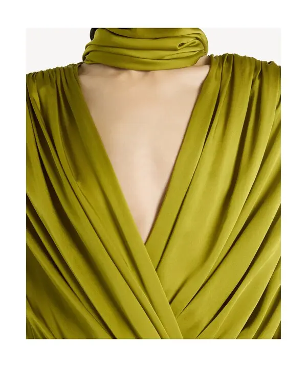 Balmain Long Silk Charmeuse Draped Dress