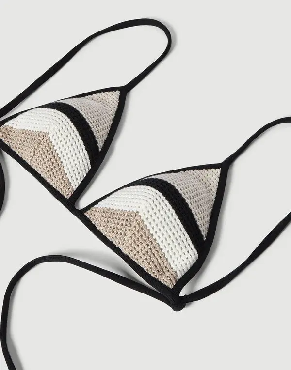 Brunello Cucinelli Cotton Net Knit Bikini Top