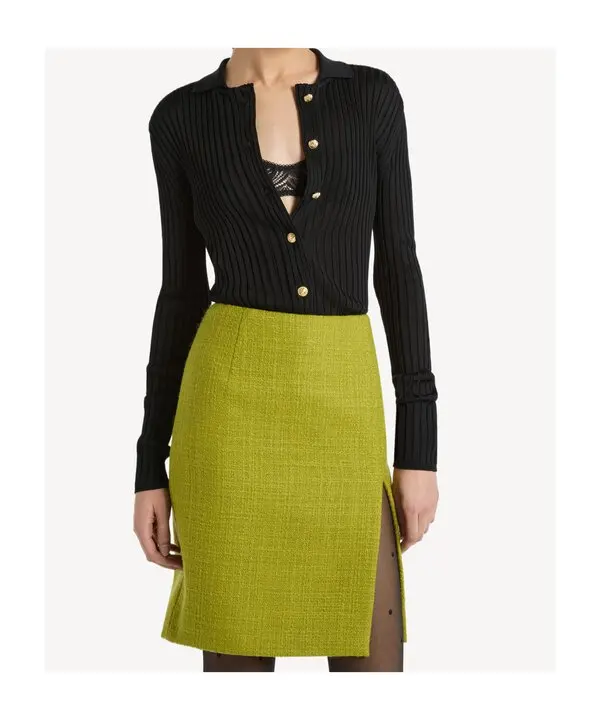 Balmain Buttoned Ribbed Knit Cardigan