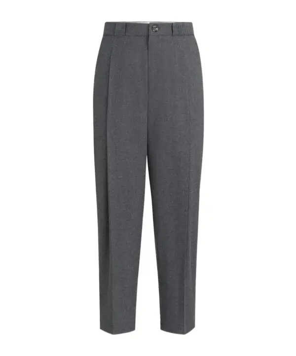Brunello Cucinelli Virgin-wool, Cotton And Silk Mouliné Trousers With Pleat - Anthracite
