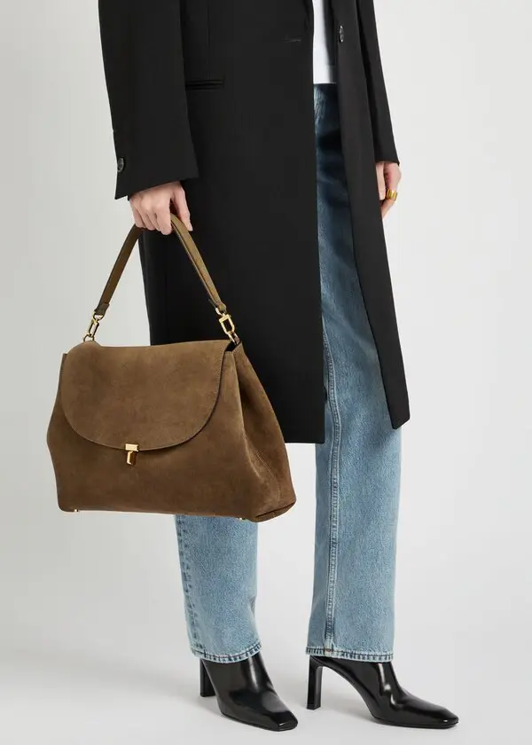 TOTEME T-lock Suede Top Handle Bag