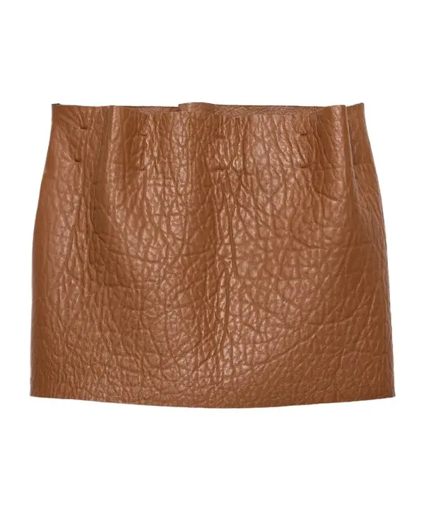Prada Nappa Leather Mini Skirt - Cognac