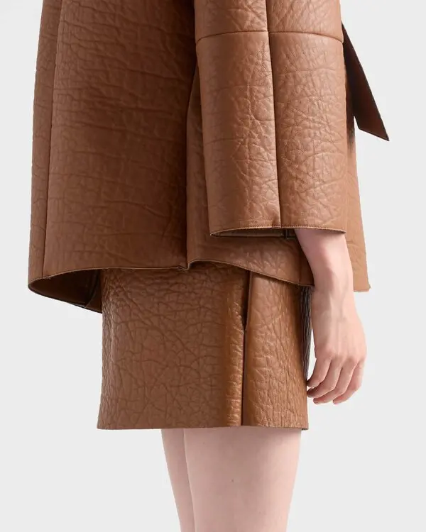 Prada Nappa Leather Mini Skirt - Cognac