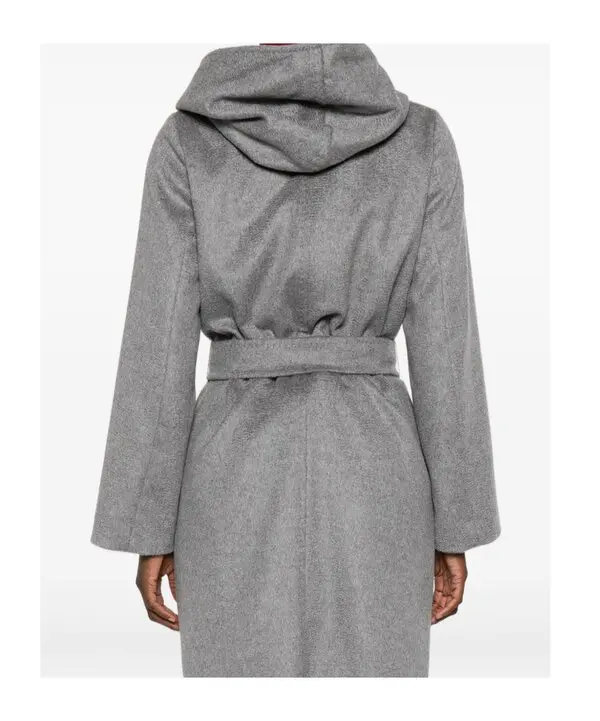 Max Mara Belted Hooded Coat - Gray