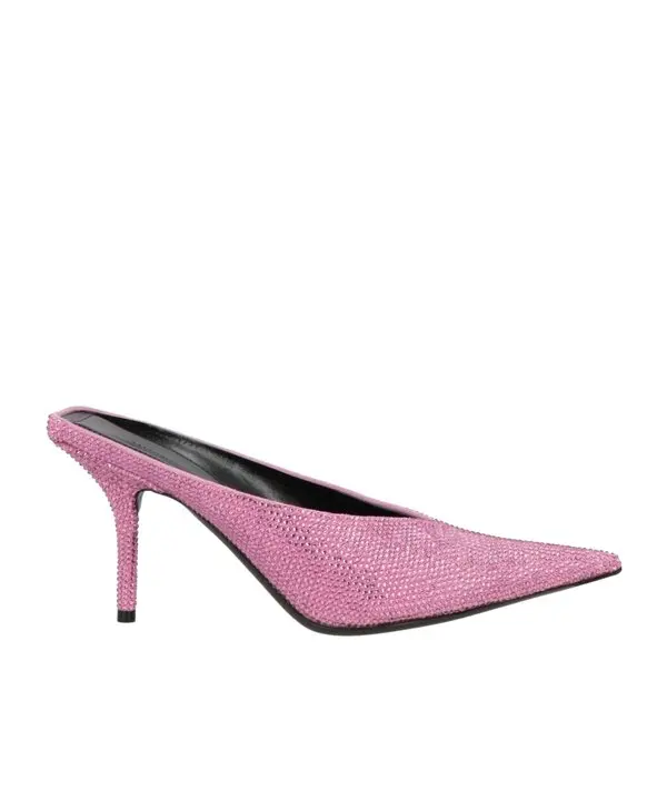 Balenciaga Crystal-embellished Leather High Heel Mules