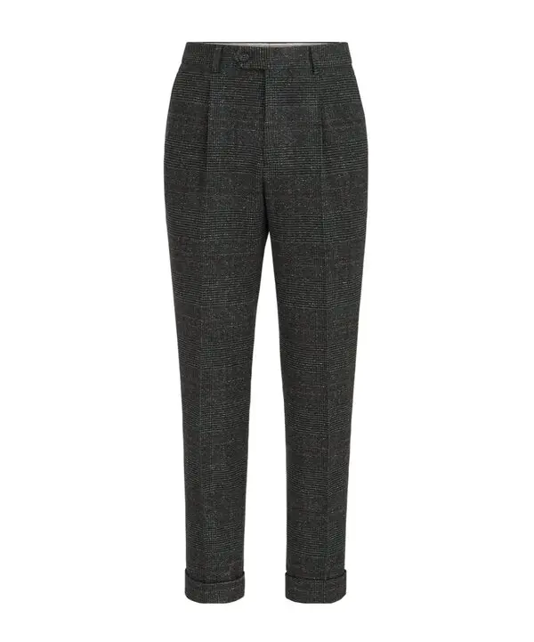 Brunello Cucinelli Prince Of Wales Flannel Trousers