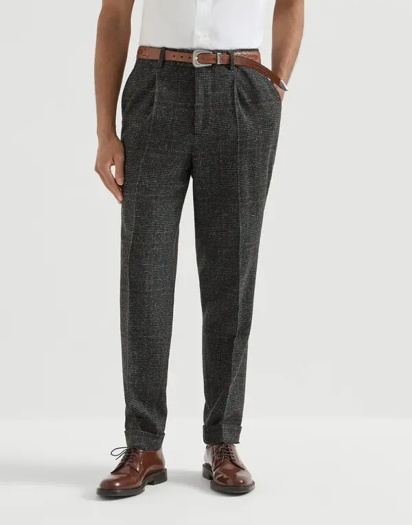 Brunello Cucinelli Prince Of Wales Flannel Trousers
