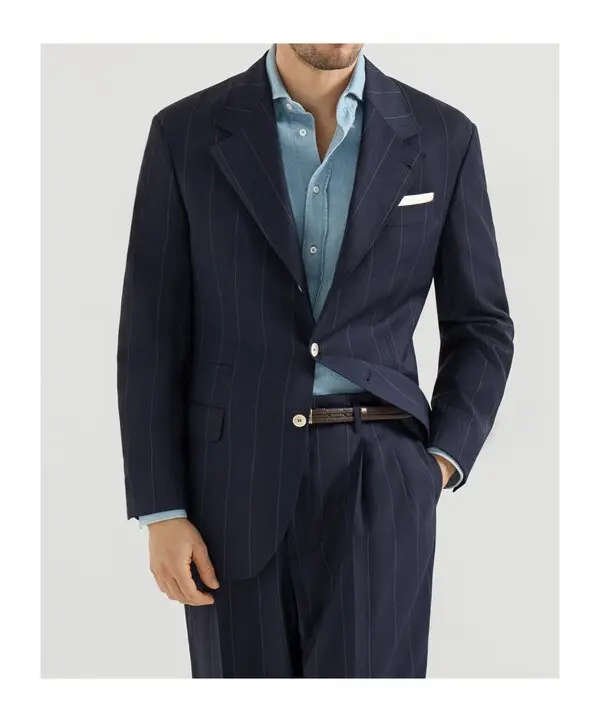 Brunello Cucinelli Virgin Wool Chalk Stripe Tailor Blazer