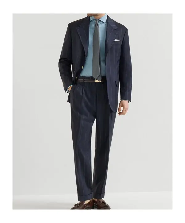 Brunello Cucinelli Virgin Wool Chalk Stripe Tailor Blazer