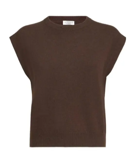 Brunello Cucinelli Cashmere Knit T-shirt With Monili