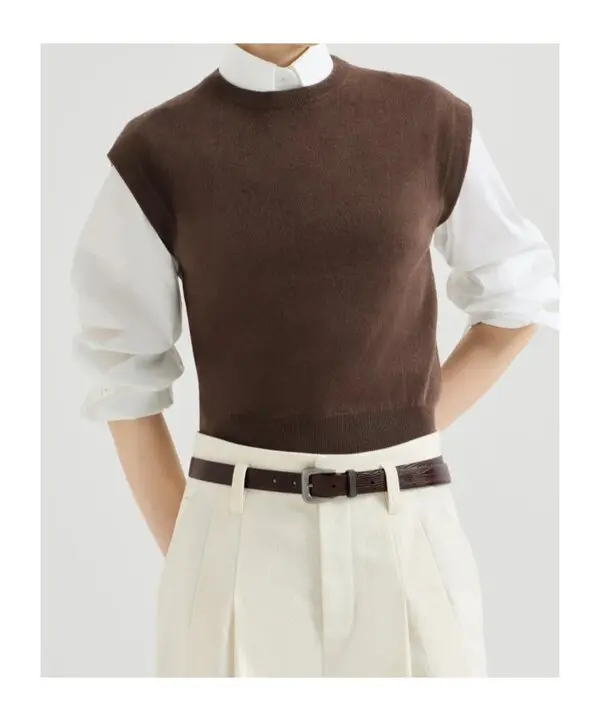 Brunello Cucinelli Cashmere Knit T-shirt With Monili