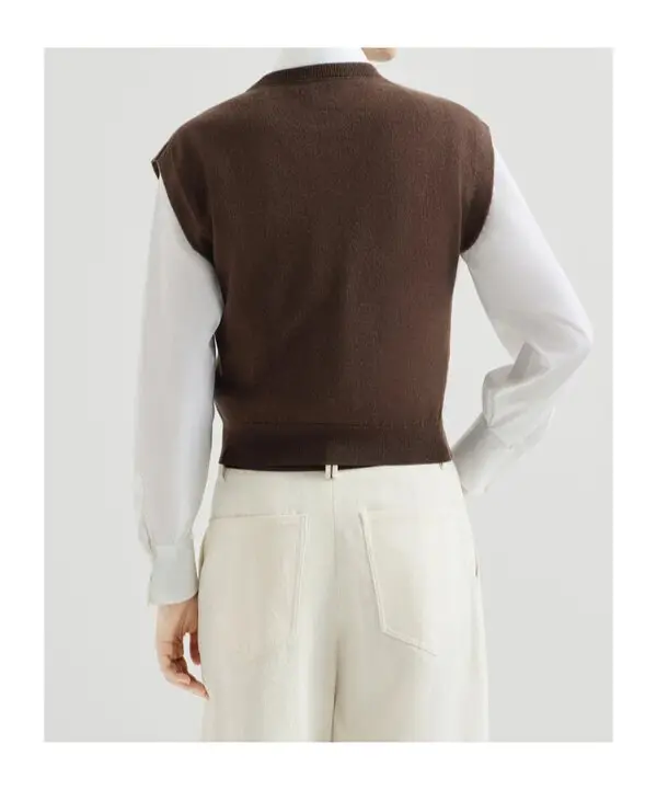 Brunello Cucinelli Cashmere Knit T-shirt With Monili