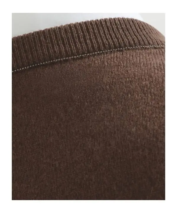 Brunello Cucinelli Cashmere Knit T-shirt With Monili