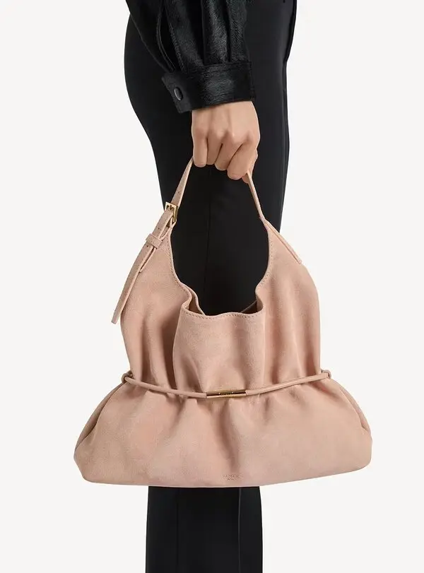 Balmain Sphynx Medium Bag In Suede - Pink