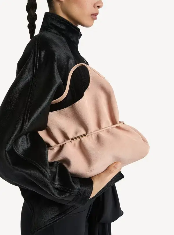 Balmain Sphynx Medium Bag In Suede - Pink