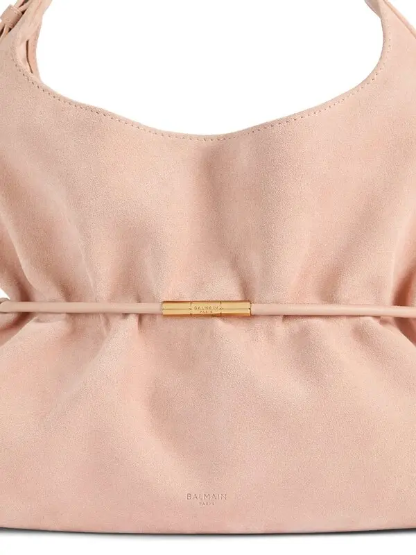 Balmain Sphynx Medium Bag In Suede - Pink