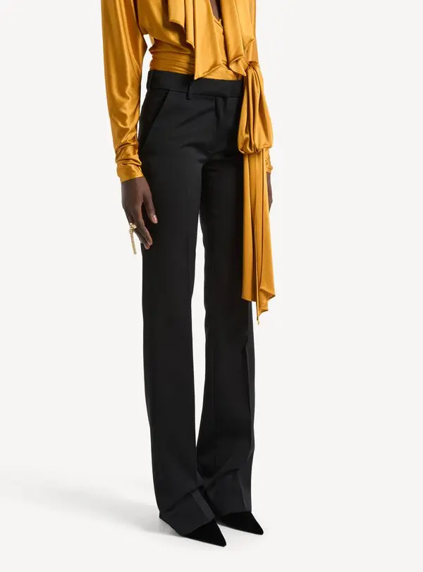 Balmain Low-waisted Wool Satin Trousers