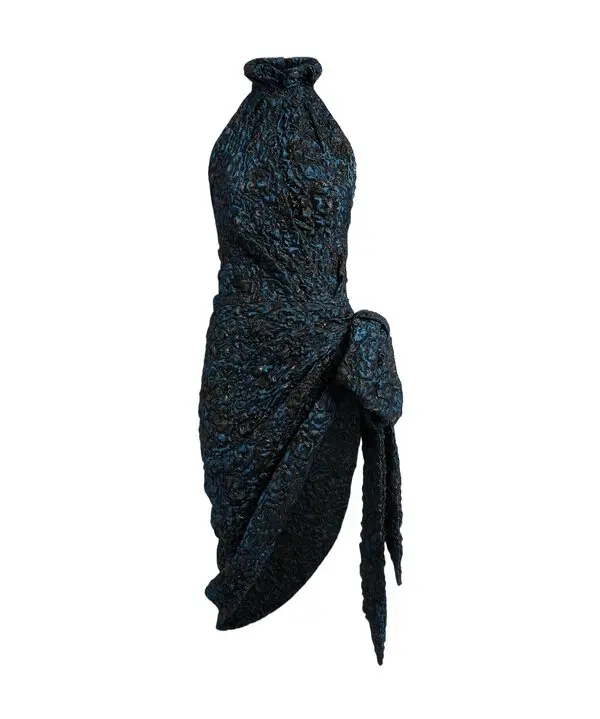 Balmain Draped Cloqué Jacquard Dress