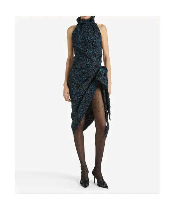 Balmain Draped Cloqué Jacquard Dress