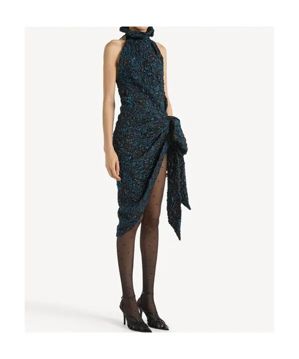 Balmain Draped Cloqué Jacquard Dress