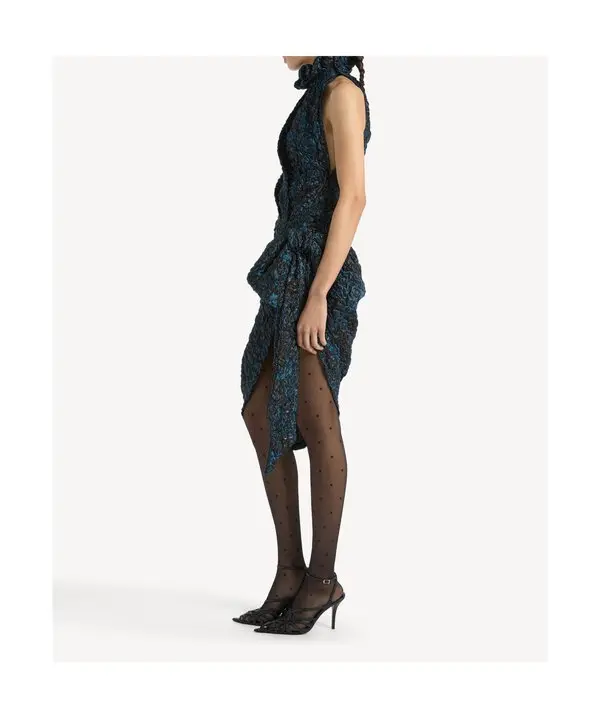 Balmain Draped Cloqué Jacquard Dress