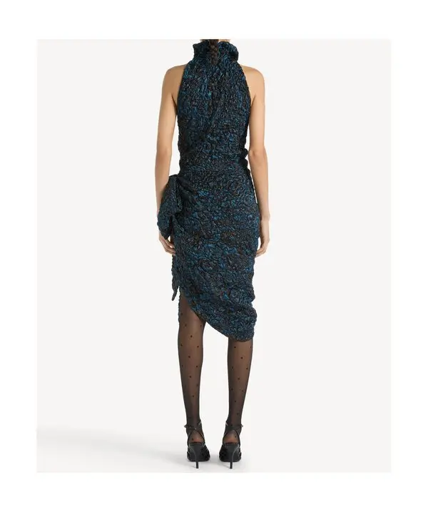 Balmain Draped Cloqué Jacquard Dress