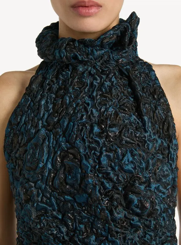 Balmain Draped Cloqué Jacquard Dress