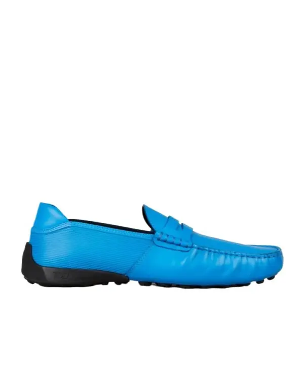 TOD'S Automobili Lamborghini Slip-on Leather Driving Shoes - Light Blue/black