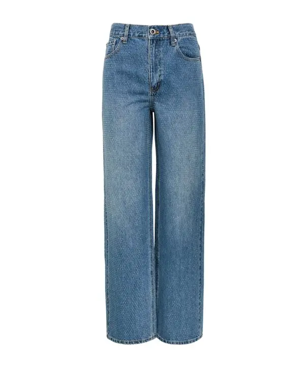 SELF-PORTRAIT Crystal-embellished Straight-leg Jeans