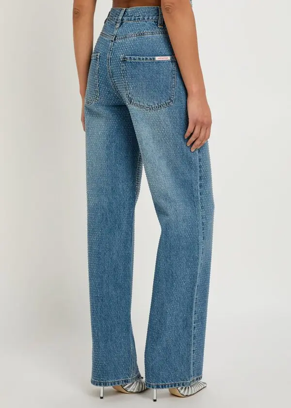 SELF-PORTRAIT Crystal-embellished Straight-leg Jeans
