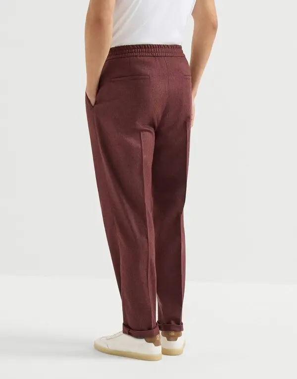 Brunello Cucinelli Virgin Wool And Cashmere Flannel Trousers - Burned