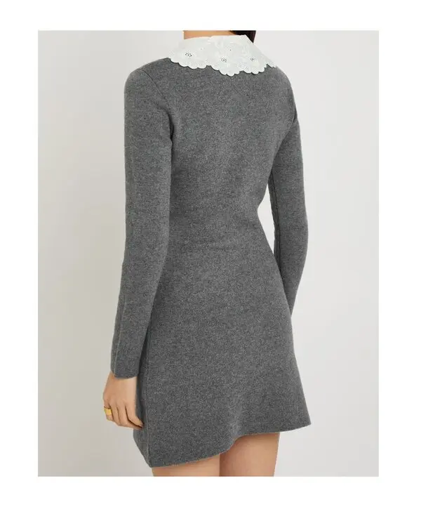 SELF-PORTRAIT Knit Mini Dress With Peter Pan Collar